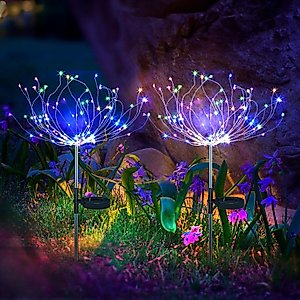 Anordsem Garden Lights Outdoor Decorations: Solar Fireworks Light Waterproof for Yard Patio Outside Decor - Led Fairy Starburst Sparklers Twinkle Lighting Pathway Lawn Flowerbed Decorative