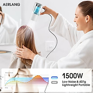 Hair Dryer, 110,000 RPM Brushless Motor High-Speed Low Noise Thermo-Control with 200 Million Negative Ionic Blow Dryer,1500W Fast-Drying Portable Hairdryer for Home, Travel White (White Gold)