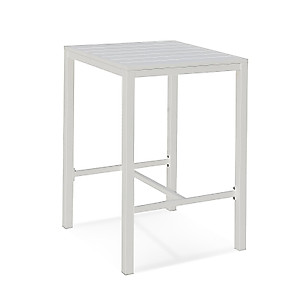 Soleil Jardin Bar Table High Top Table with All-Aluminum Frame Square Pub Table for Indoor & Outdoor Use, Easy Assembly & Low Maintenance, White
