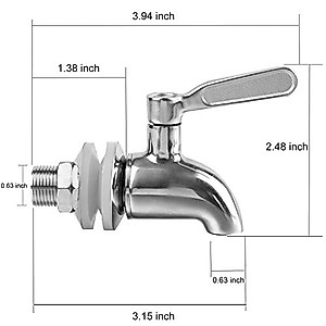 Bekith 2 Pack Beverage Dispenser Replacement Spigot, Stainless Steel Polished Finished Water Drink Dispenser Replacement Faucet