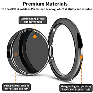 TACOMEGE Smooth Alloy Phone Ring Grip Holder, 360 Rotation Finger Ring Kickstand for iPhone, iPad, Samsung, and All Smartphones Tablets (PRG-B)