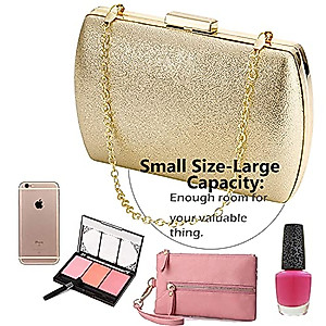 BENCOMOM Women's Gold Clutch,Gold Evening Clutch Purses For Women Evening Gold Clutch Bags Shoulder Crossbody Handbags Bridal Prom Wedding Party gold Purse With Detachable Chain