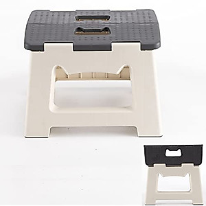 Folding Step Stool - Foot Stool with 9 Inch Height - Holds Up to 330 lbs - Lightweight Plastic Foldable Step Stool for Kids, Kitchen, Bathroom & Living Room (Pack of 1) (Black)