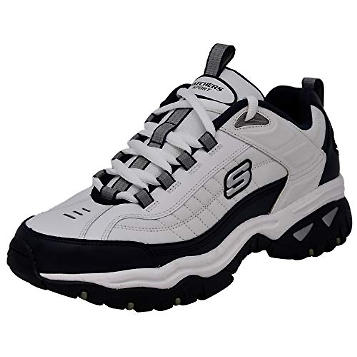 Skechers Men's Energy Afterburn Lace-Up Sneaker, White/Navy, 10 Wide