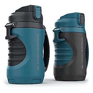 High Sierra, [2 PACK BPA FREE, 64 OZ Insulated Water Jug, [Silicone Spout – NO MORE TEETH BUMPS] Built-in Fence Anchor, Keeps Iced Water Cold for Hours, EXTRA LARGE Sports Bottle with 1.89L Capacity