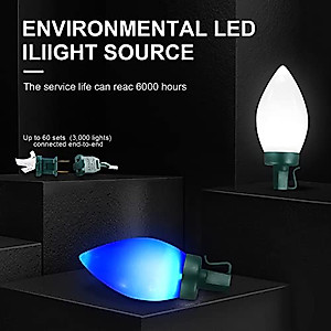 PARKIM C9 Christmas Lights Outdoor 50 LED Blue + White Strawberry Waterproof Ice Lights String Xmas Tree Indoor Decoration Plug in 34.5 Feet Used for Home Festive Courtyard Patio Garden