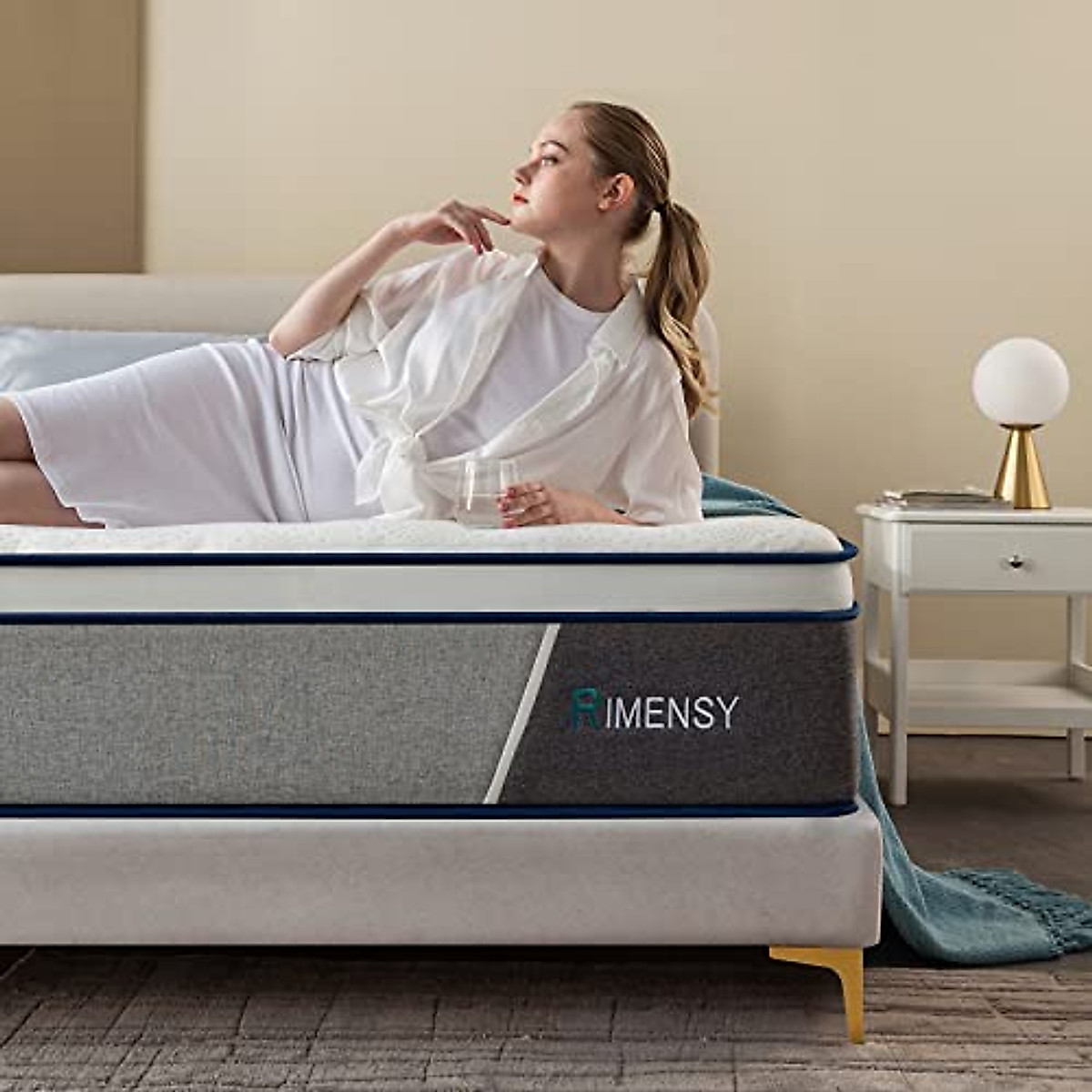 Rimensy Queen Mattress,14 Inch Hybrid Mattress in a Box,Gel Memory Foam Mattress,Individually Wrapped Pocket Coils Innerspring Mattress for Motion Isolation,Medium Firm,Queen Size Mattress,60"*80"*14"