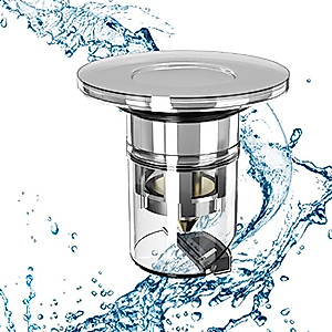 Bathroom Sink Stopper, 3 in 1 Pop Up Kitchen Bathtub Drain Stopper Plug, Sink Strainer for 1.18-1.65", with Shower Drain Hair Catcher Anti-Odor Valve Anti Clogging Bathroom Sink Drain Strainer