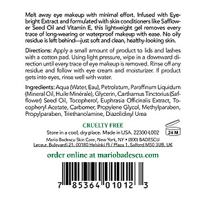 Mario Badescu Eye Makeup Remover Gel Ideal for Combination or Oily Skin Lightweight, Non-Greasy Waterproof Eye Make Up Cleanser Formulated with Safflower Seed Oil, 4 Fl Oz