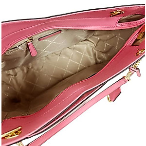 Michael Kors Jet Set Travel Large Chain Shoulder Tote Tea Rose Pink MK Signature Bundled Jet Set Travel Large Trifold Wallet Powder Blush Pink Saffiano