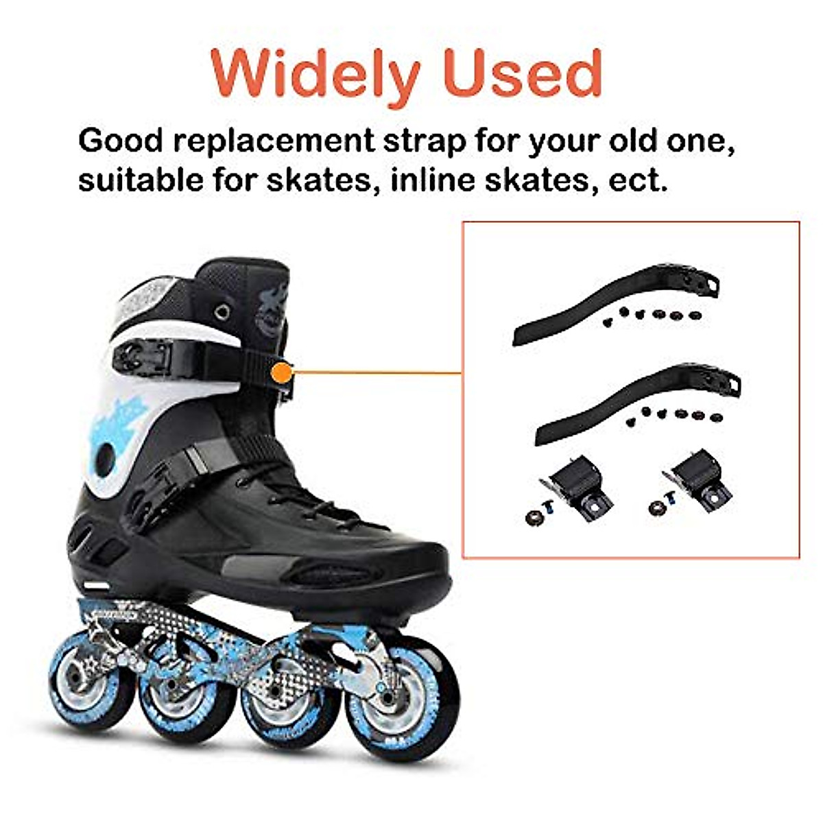 Grneric Roller Skate Strap, 2 Set Replacement Inline Roller Skate Shoes Energy Strap Buckles with Screws Suit for Men Women Kids Outdoor Skating Parts