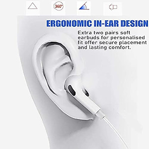 2 Pack-Apple Earbuds with Lightning Connector(Built-in Microphone & Volume Control) in-Ear Stereo Headphone Headset Compatible with iPhone 12/SE/11/XR/XS/X/7/7 Plus/8/8Plus - Support All iOS System