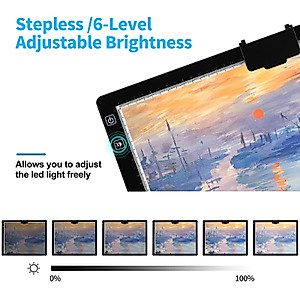 KOBAIBAN Wireless A3 LED Light Pad with Foldable Stand, Top Clip, 3 Colors/Stepless/ 6-Level Dimmable Brightness Rechargeable tracing Light Box/Board for Cricut Vinyl, Weeding Tool, Diamond Painting