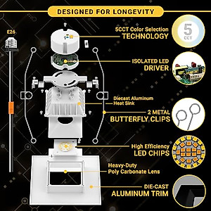 NUWATT 4 Pack, 5/6 Inch Retrofit LED Square Recessed Lighting, 5CCT 2700K/3000K/3500K/4000K/5000K Selectable, 1100 Lumens 14W, Dimmable 5/6" Square Downlight, 6in Square Can Light, Wet Rated, ETL, T24
