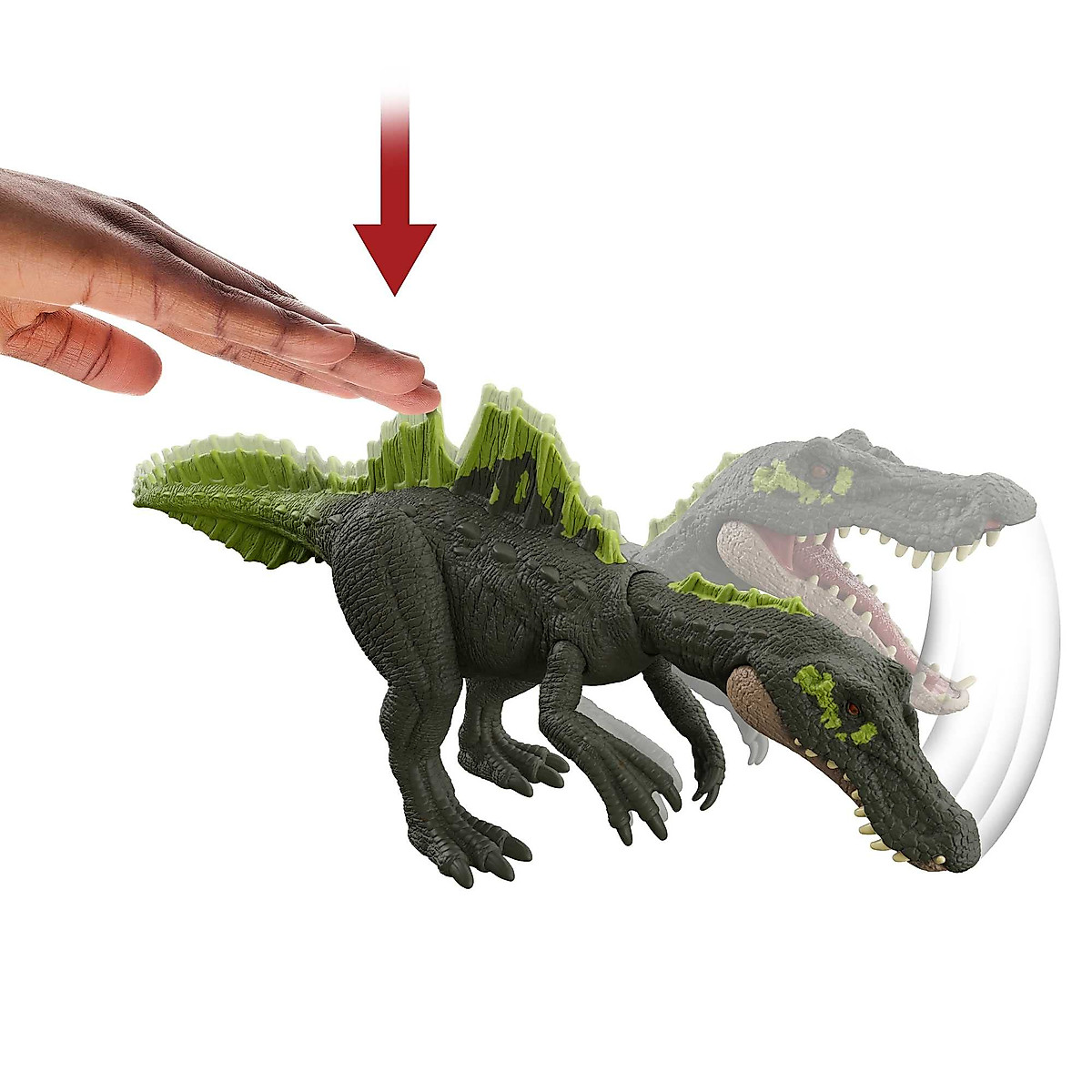 Mattel Jurassic World Dominion Roar Strikers Dinosaur Action Figure with Roaring Sound & Attack Action, Ichthyovenator Dino Toy Includes Downloadable App & AR