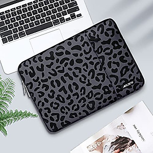 MOSISO Laptop Sleeve Case Compatible with MacBook Air/Pro, 13-13.3 inch Notebook, Compatible with MacBook Pro 14 inch 2023-2021 A2779 M2 A2442 M1, Leopard Grain Polyester Vertical Bag with Pocket