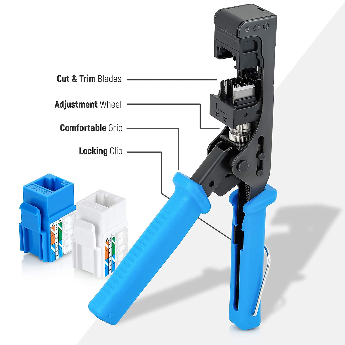 GTZ Bundle – 2 Items: Speed Termination Tool with 20 Pack of RJ45 Keystone Jacks + 200 Pack of Cat6 Pass Through Connectors