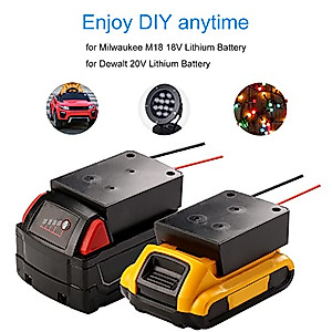 Power Wheels Adapter, Battery Adapter Conversion Kit for Dewalt 20V and Milwaukee M18, with Switch and 3 Pcs Fuse, with 12 Gauge Wire, Good Power Convertor for DIY Your Projects ZSOUUI