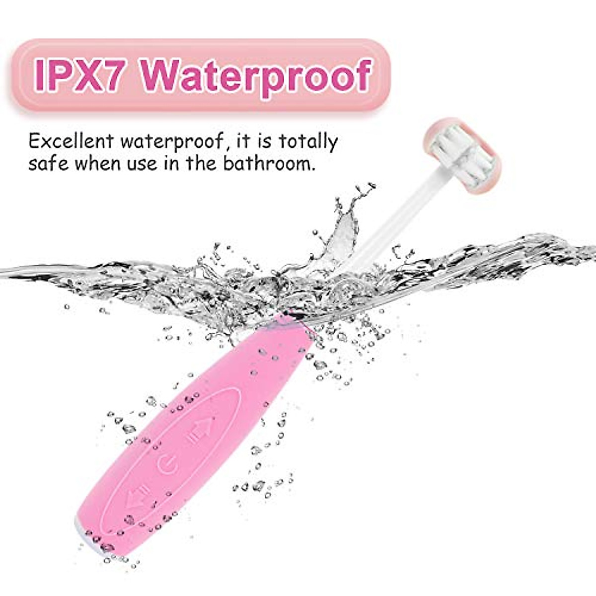 LEYUYO Electric Toothbrush Kids Sonic Cleaning 31000 Strokes Rechargeable Tooth Brush with Timer, 2 Bristles, 3 Modes, Pink