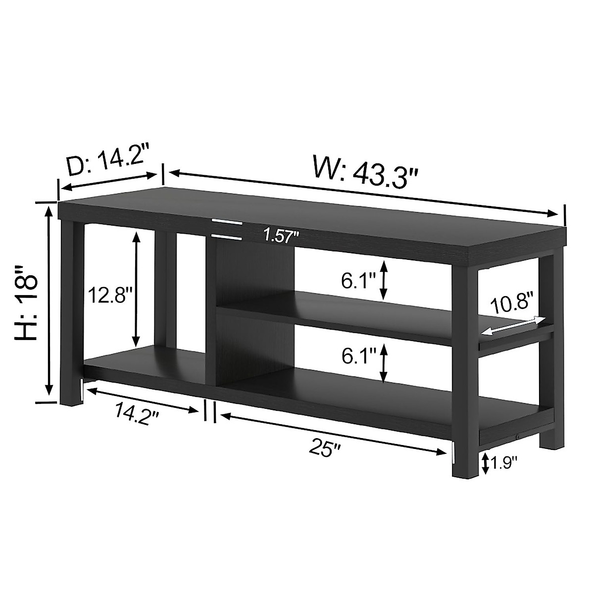 EXCEFUR Shoe Bench, Rustic Wooden Storage Bench for Entryway Hallway, Industrial Indoor Shoe Rack Bench Seat for Living Room Bedroom, 43.3 Inch Black