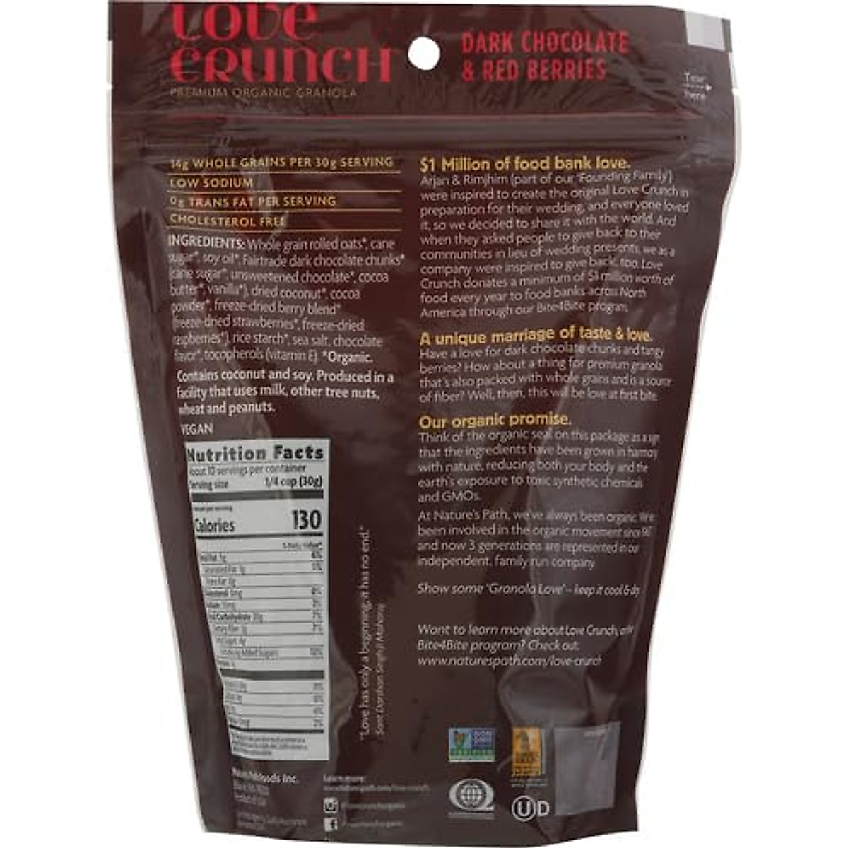 Love Crunch Organic Dark Chocolate and Red Berries Granola, 11.5 Ounce, Non-GMO, Fair Trade, by Nature's Path