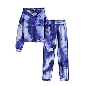 Greatchy Little Girls Tie Dye Set Clothes Outfits Jogger Sweatsuits Tracksuits Sweatshirts Hoodies Pants Sets Size 8-9 Years