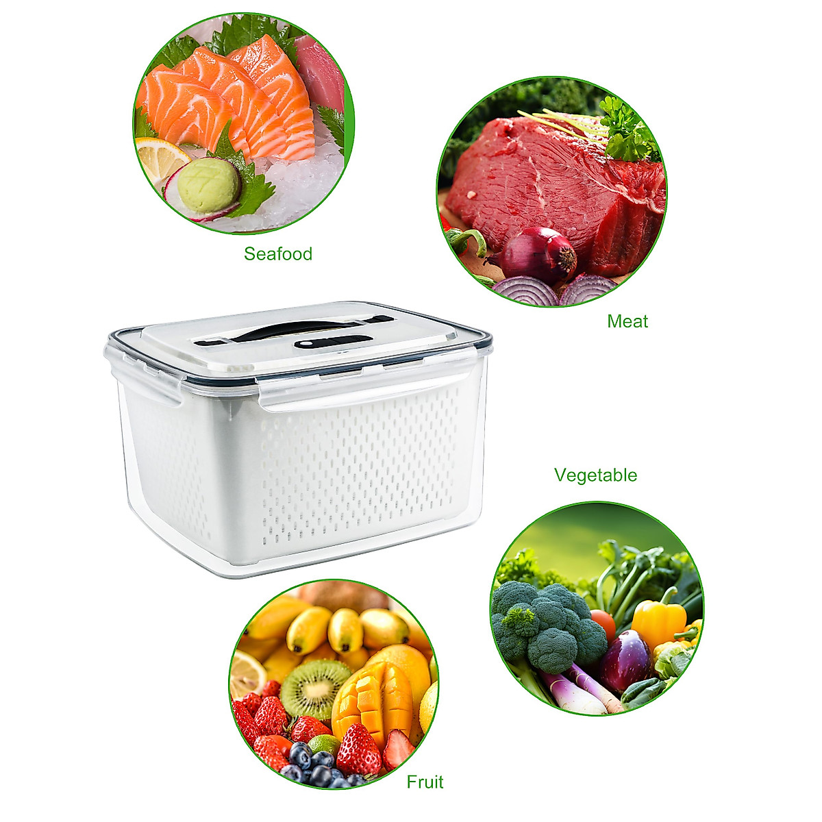 5 PCS Fruit Storage Containers for Fridge - Fruit Containers for Refrigerator with Removable Colander - Airtight Food Storage Container Keep Produce Vegetables Berry Fresh Longer