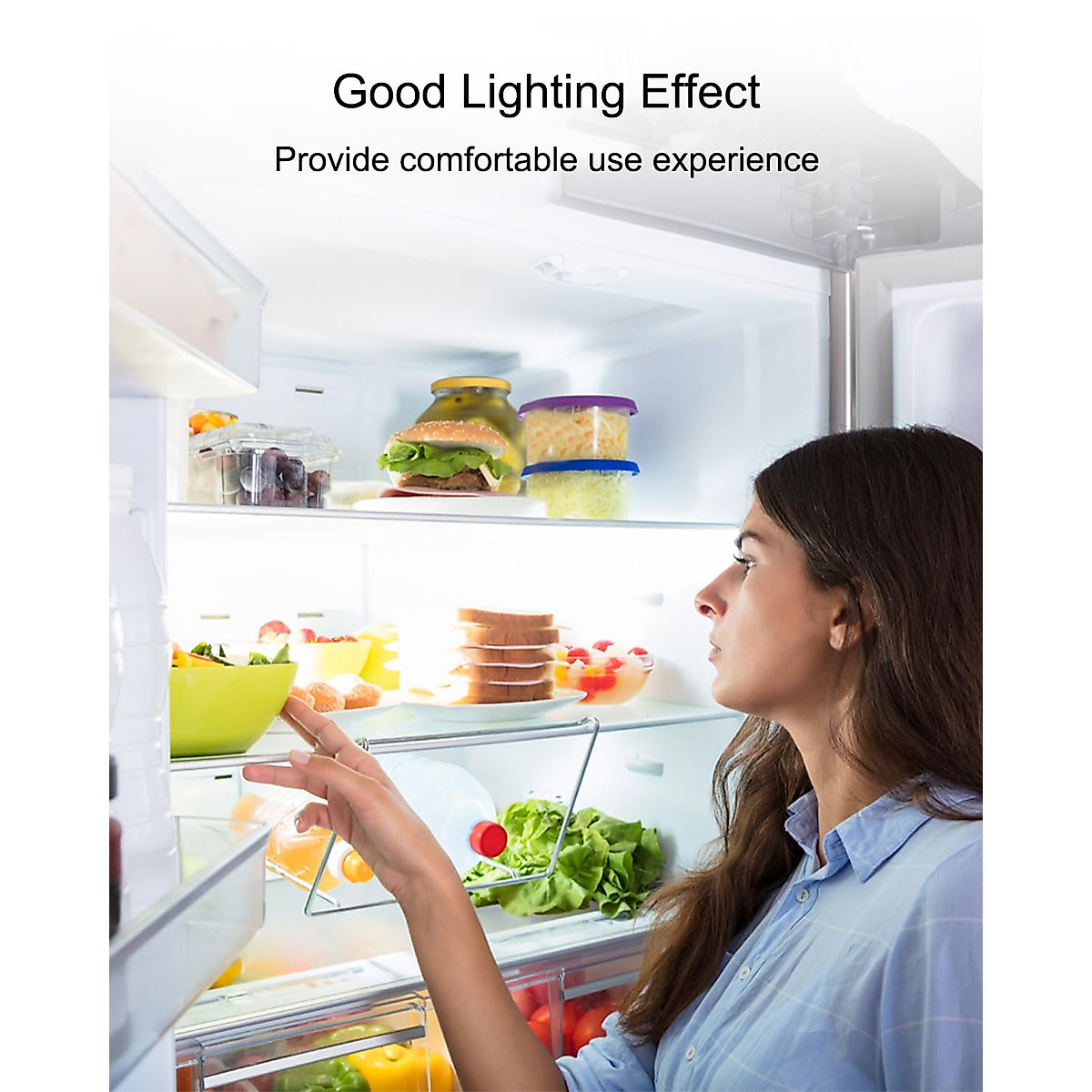 2 Pack Upgrade Refrigerator Led Light Bulb and Cover Assembly Replace WR55X11132 WR55X25754 WR55X26487 WR55X30603 WR55X30602 WR55X26486 Compatible with Ge Refrigerator Led Light Assembly