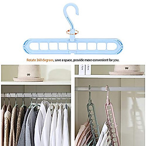 01 02 015 Hangers, Hanger Connector Hooks 360° Rotation with a Unique Groove for Home Offive RVs for Store Clothes Pants, and Scarves.(Blue)