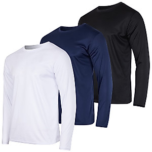 3 Pack Mens Fishing Sun Long Sleeve T-Shirt Mesh Workout Dry Fit Gym Tee Casual Athletic Active Casual Wicking Exercise Running Sport Hiking Training Top UPF