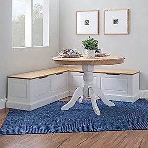 Linon Natural and White 2 Tone Pedestal Dining Harris Table