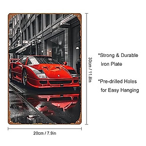 Ferrari F40 Posters Tin Signs Retro Metal Movie Tins for Bar Pub Home Cafes Wall Decor, 8X12 Inch (20X30 CM)