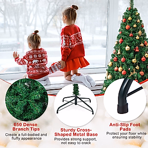 Goplus 6FT Artificial Christmas Tree Xmas Pine Tree with Solid Metal Legs Perfect for Indoor and Outdoor Holiday Decoration