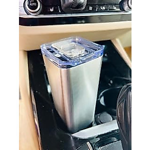 Boxy Double-Wall Insulated Stainless Steel Tumbler Set, 20oz, 2-Pack with Handle and Without Handle, Includes Lids and Straws