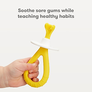 Frida Baby Training Toothbrush | Baby Toothbrush for 6-18 Months, Easy-Grip Handle, Triple Angle Bristles