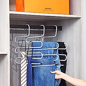 Kyraton Pants Hangers S-Shaped Non-Slip 4-Pack Trouser Hanger PP Hanger, Closet Space Saving, Hangers Closet Storage Organizer for Pants, Jeans, Scarves, Towels Hanging (White).