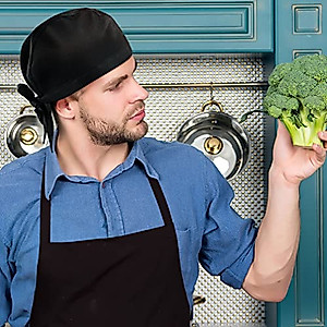 UPKOCH 6 Pcs Chef Hat Adjustable Cooking Cap: Unisex Chef Hats Kitchen Cooking Hat Breathable Skull Caps Service Hat for Men Women (Black)