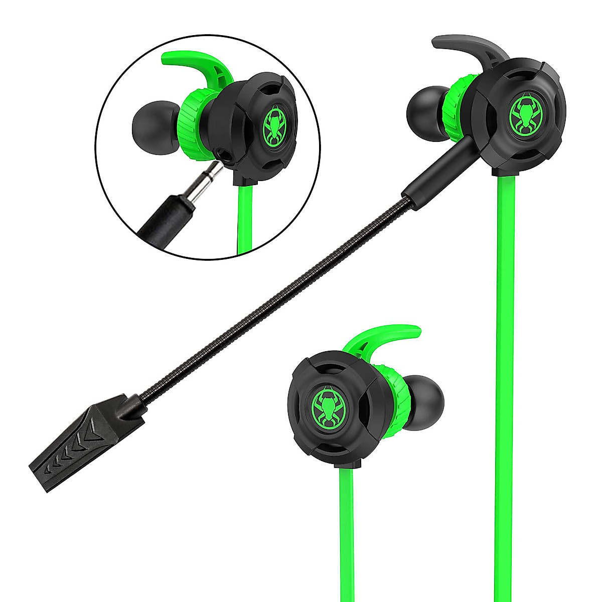 BlueFire Wired Gaming Earphone 3.5 MM E-Sport Earphone Noise Cancelling Stereo Bass Gaming Headphone with Adjustable Mic for PS4, Xbox One, Laptop, Cellphone, PC (Green)