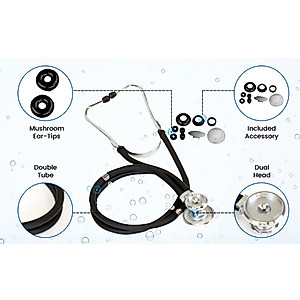 Primacare CSDS-9295-BK Sprague Rappaport Stethoscope, 30 in., Black (Pack of 25)