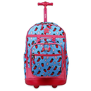 J World New York Kids' Duo Rolling Backpack with Lunch Box Set, Strawberry, One Size