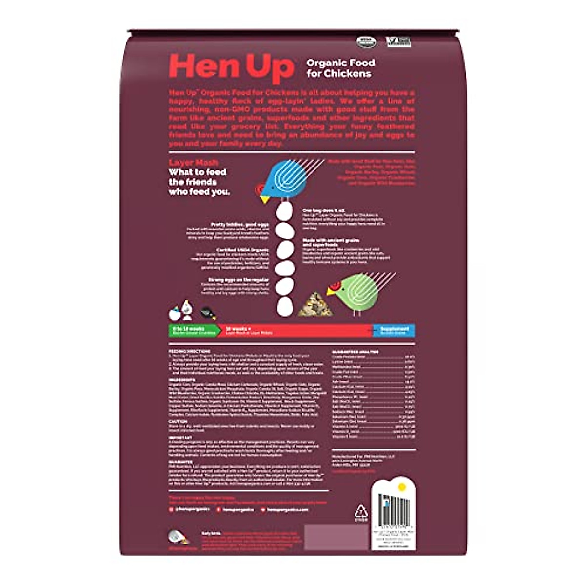 Hen Up Organic | Layer Mash - Non-GMO Chicken Food | 25 Pound (25 lb.) Bag