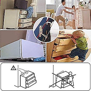 White Anti-Tip Strap,Furniture Safety Straps,Furniture Anchor Straps for Baby Pet Safety,6 Sets