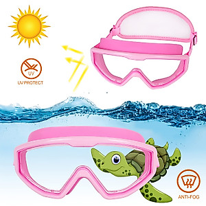 HYDROCOMFY 2PK Kids Goggles Age 4/5/6/7, Toddler Swimming Goggles, Mermaid/Dino Kids Goggles for Swimming 4-7