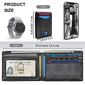 Wallet for Men Compatible with Samsung Smart Tag Plus/Smart Tag Wallet, RFID Blocking Bifold Wallet with Galaxy SmartTag Plus/SmartTag Holder, Genuine Leather Cash Credit Card Holder with Gift Box