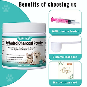 Activated Charcoal for Dogs, Cats, and All Pets, Charcoal for Dogs Poisoning, Digestive Health, Gas & Liver Support, Non-GMO, Gluten Free,3.53oz(Powder)