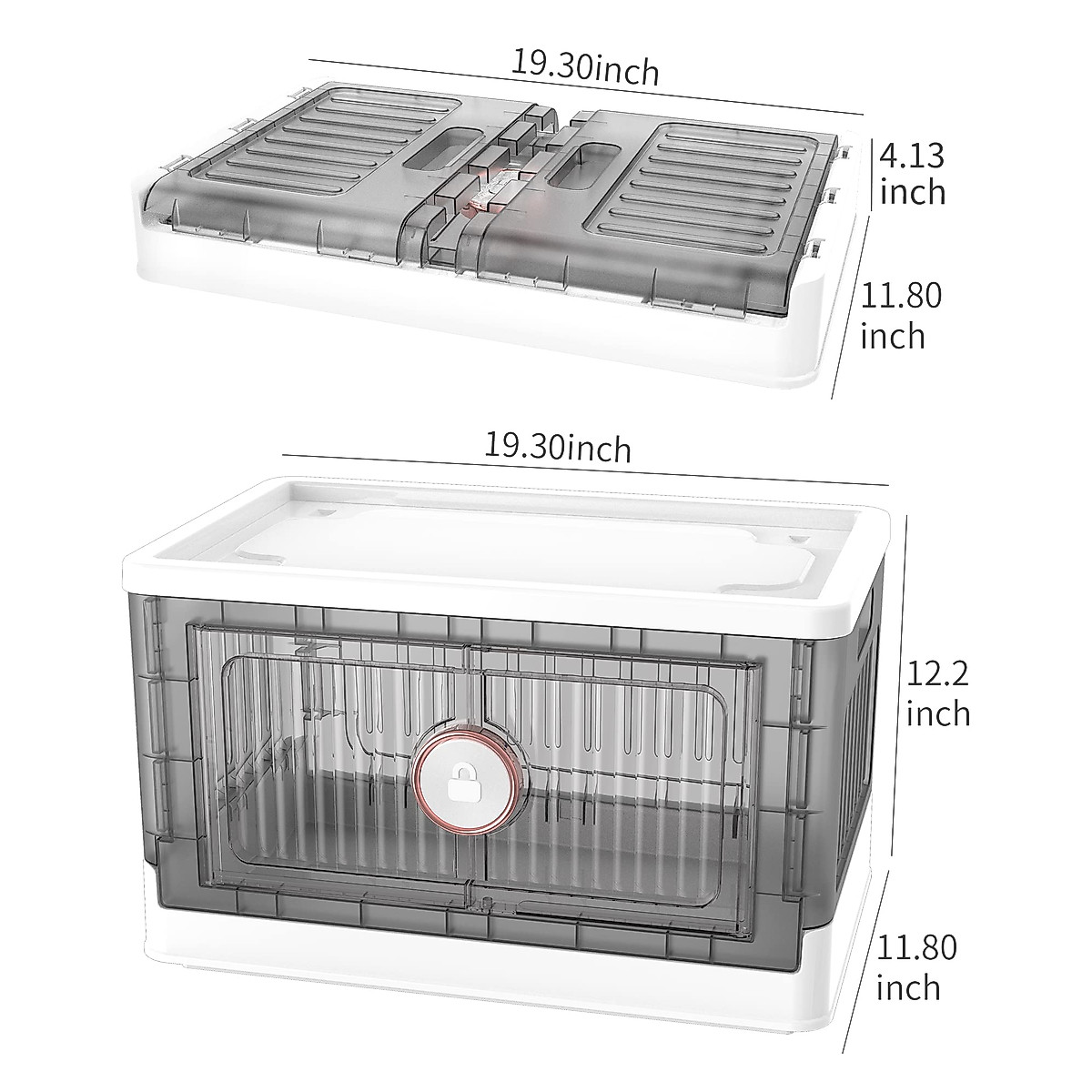 Closet Organizers and Storage Shelves,Trunk Organizer, Dorm Room Essentials,Folding Storage Box, 38L Lidded Collapsible Storage Bins Folding Plastic Stackable Utility Crates (8.4Gal - 1 Pack, White)