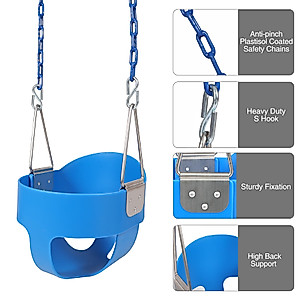 RedSwing Heavy-Duty High Back Half Bucket Toddler Swing Seat with Coated Swing Chains and Safety Strap