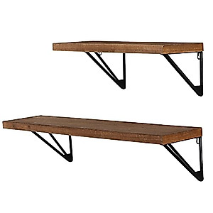 Safavieh Home Collection Banria Modern Rustic Brown/Black Floating Display Wall Shelf (Set of 2)
