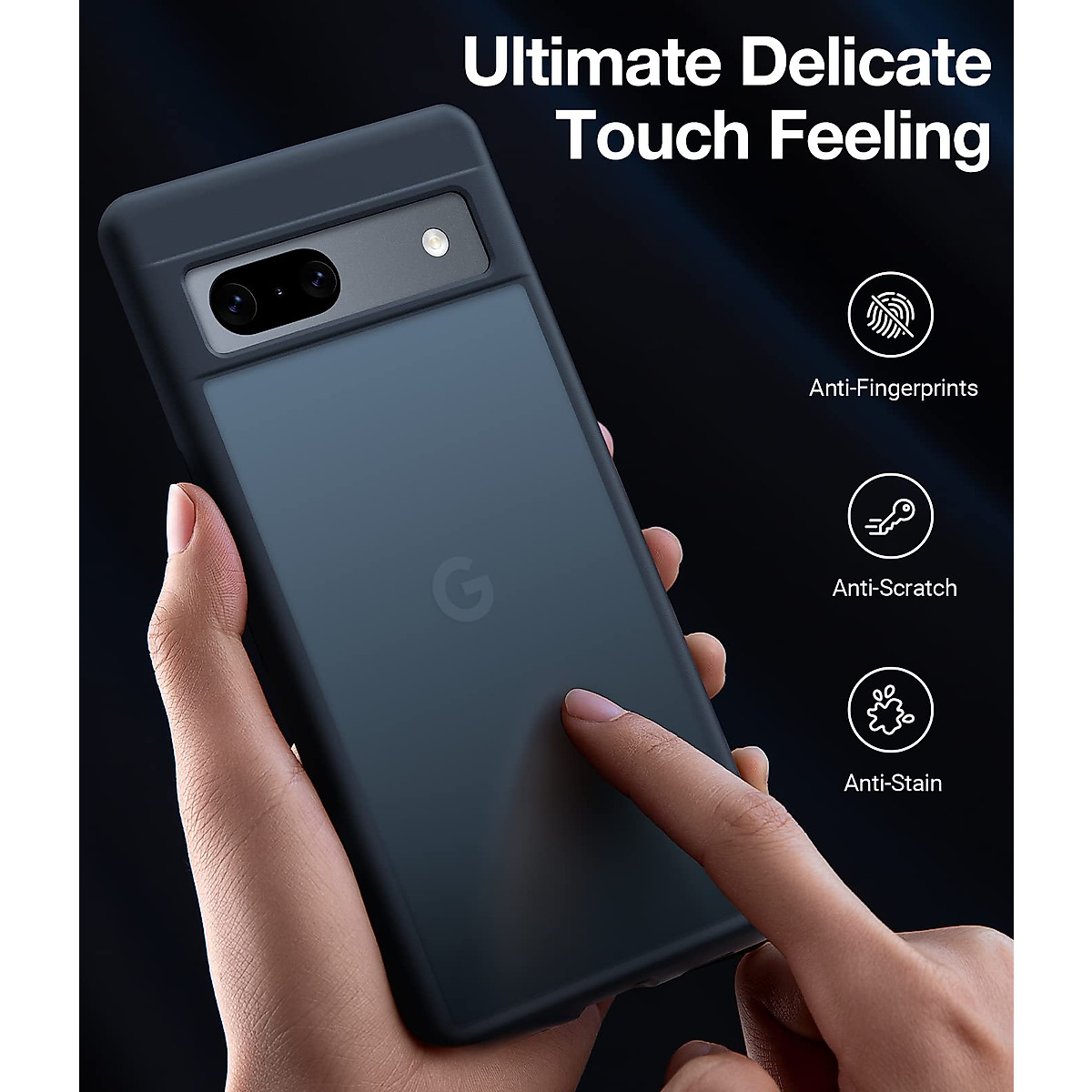 TORRAS Shockproof Designed for Google Pixel 7a Case, [Military Grade Drop Tested] Translucent Slim Protective Matte Hard Back & Soft Edge Cover Phone Case for Google 7a Case 5G Guardian, Black