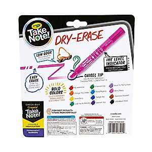 Crayola Low Odor Dry Erase Markers for Kids & Adults, Chisel Tip, Back To School Supplies, 12 Count